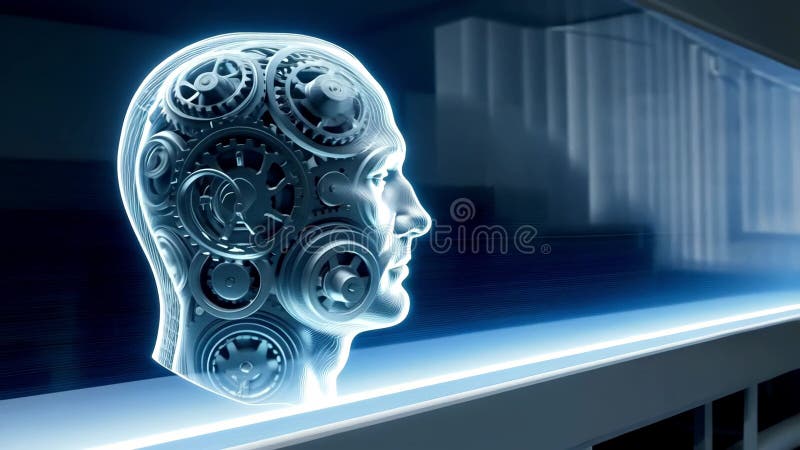 Human Head Profile with Cogs and Gears of Brain Stock Illustration ...