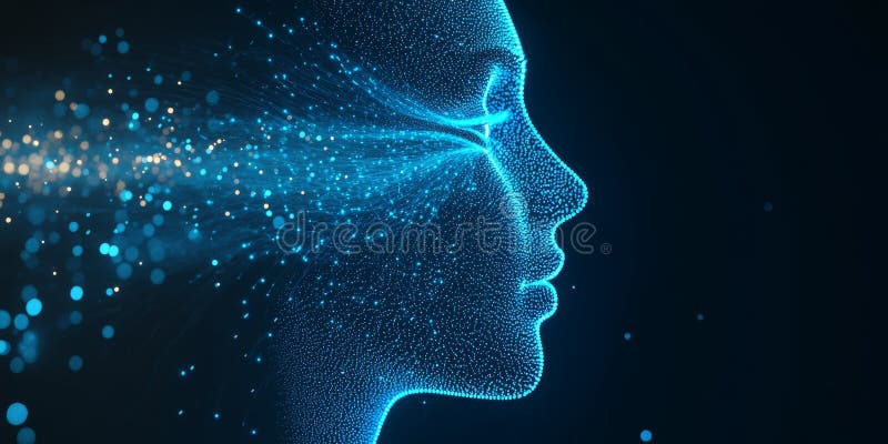 A Futuristic Profile of a Woman Incorporating Digital Particles and ...