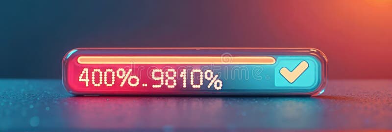 Futuristic Progress Bar Display with Red and Blue Lighting Showing 400 ...