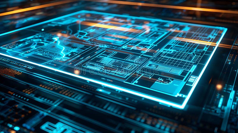Futuristic Project Plans Illuminated on Holographic Tablet Screen Stock ...