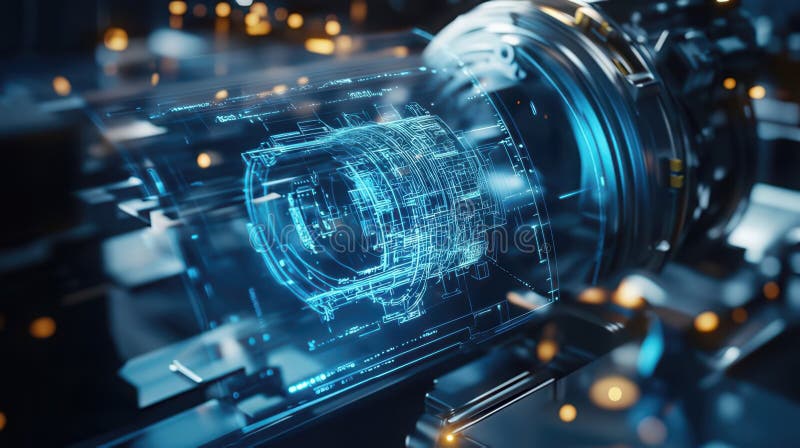 Futuristic Projection Showing Rotating Engine Design in Augmented ...