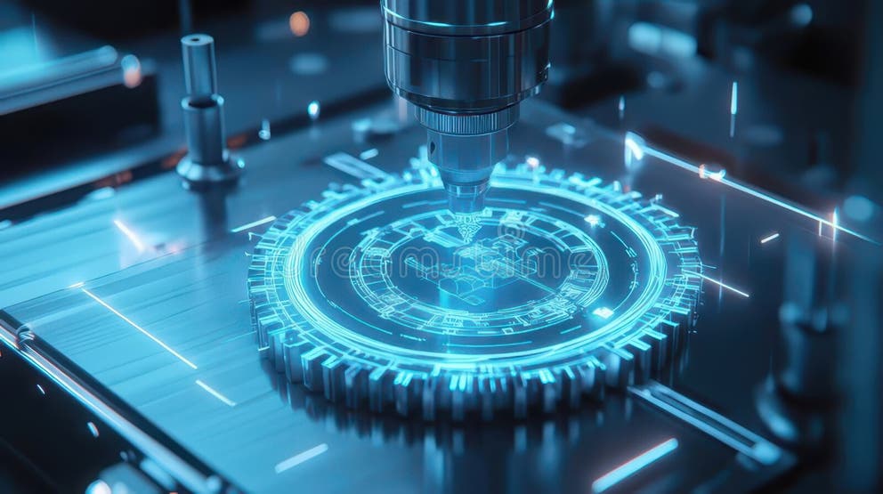 Futuristic Projection Showing Rotating Engine Design in Augmented ...