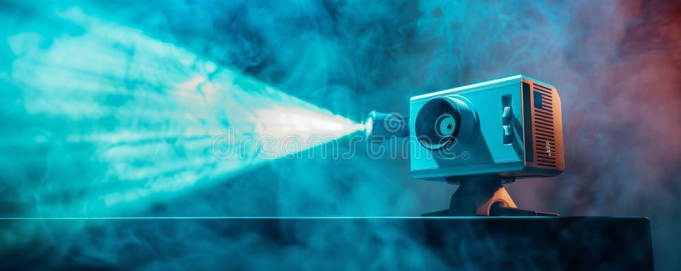 Futuristic Projector with Neon Lights in Vibrant Studio Setting Stock ...