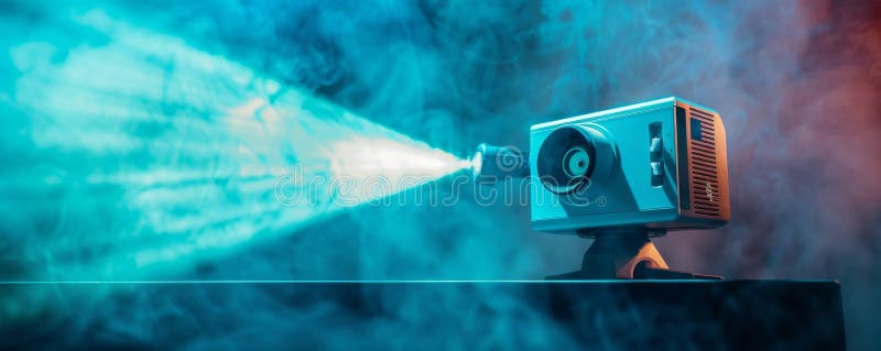Futuristic Projector with Neon Lights in Vibrant Studio Setting Stock ...