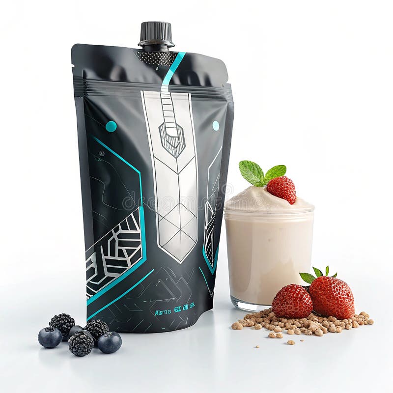 Ultra Modern Protein Shake Pouch with AI Generated Designs Stock ...