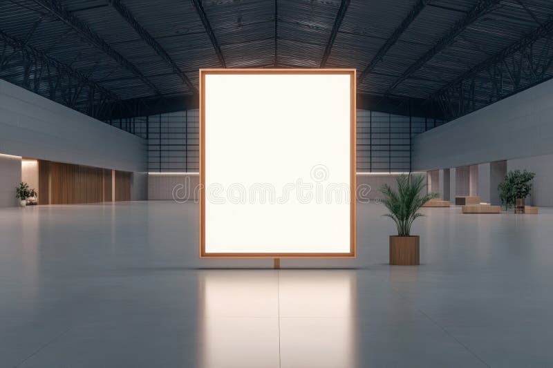 Futuristic Public Information Kiosk Mockup with Touchscreen Neon Screen ...