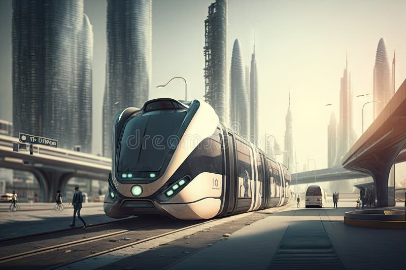 Futuristic Public Transit System, with Driverless Vehicles and Smart ...