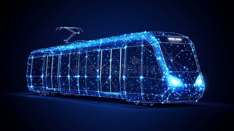 Futuristic Public Transport, Electric Tram, Network Connection ...