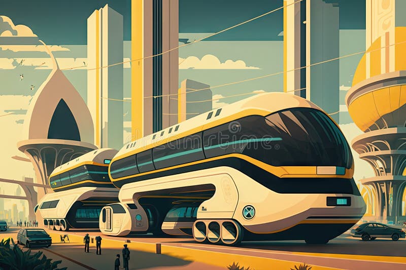 Futuristic Public Transportation System, with Sleek and Streamlined ...