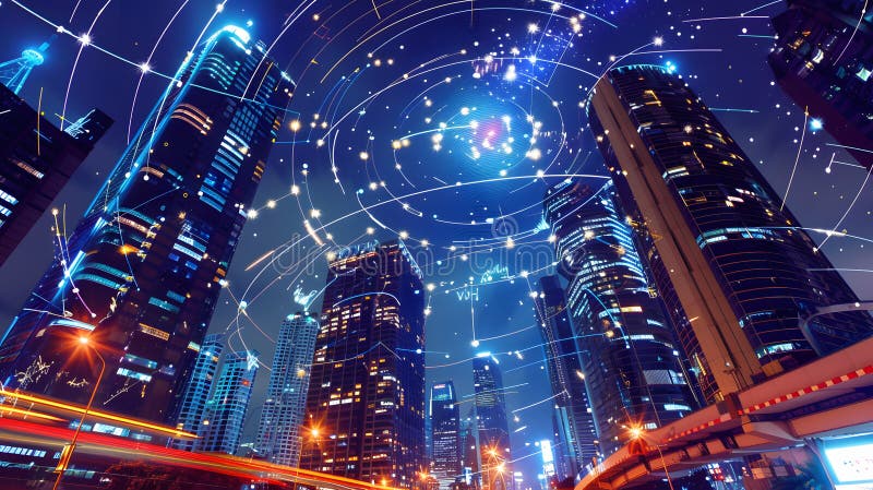 Futuristic Public Wi-Fi Infrastructure City Stock Illustration ...