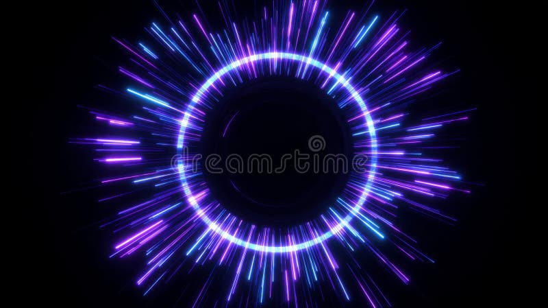 Futuristic Pulse Ring, Violet and Blue Light Lines Expanding in ...