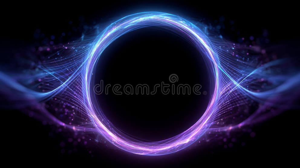 Futuristic Pulse Ring, Violet and Blue Light Lines Expanding in ...