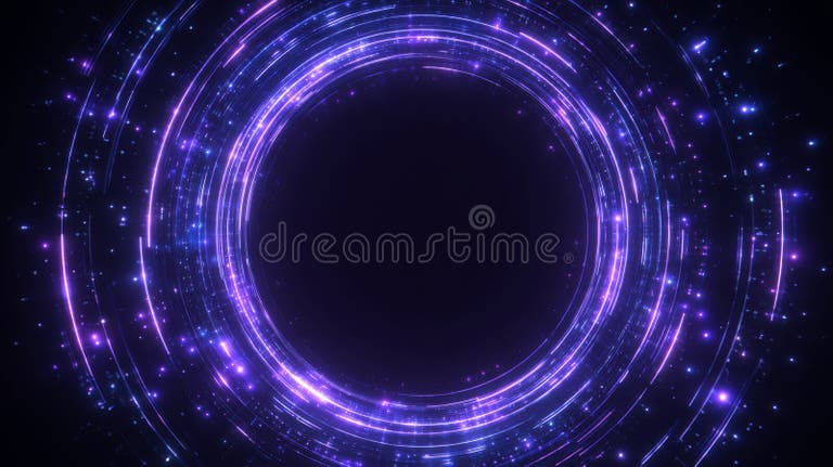 Futuristic Pulse Ring, Violet and Blue Light Lines Expanding in Circular Motion Stock Photo ...