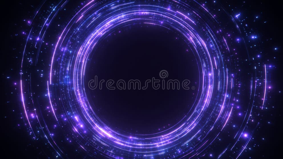 Futuristic Pulse Ring, Violet and Blue Light Lines Expanding in ...