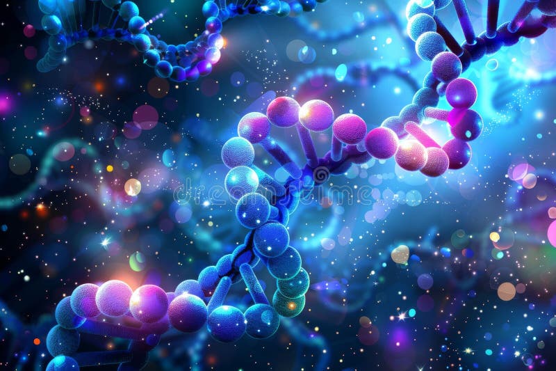 Futuristic Purple and Blue DNA Structure with Neon Lighting ...