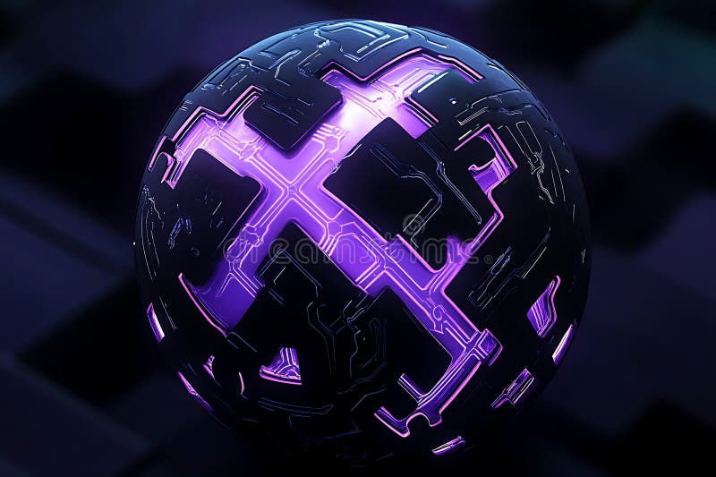 Futuristic Purple Circuit Sphere Abstract 3D Render for Tech ...
