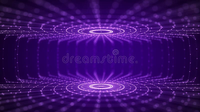 Futuristic Purple Circular Particle Flow. Structure of Network ...