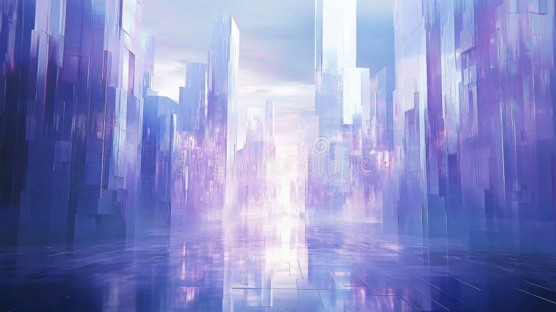 Futuristic Purple Cityscape Digital Art Stock Illustration ...