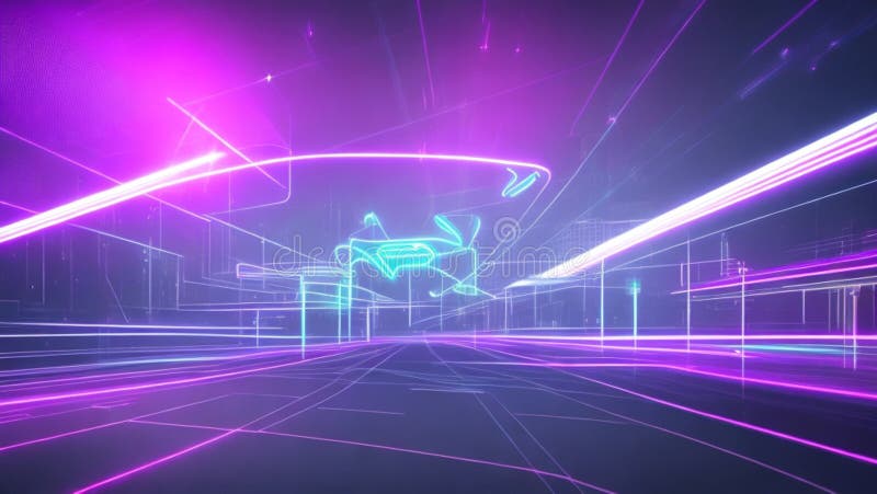 Futuristic Purple Creative Neon High Speed Light, Data Transmission ...
