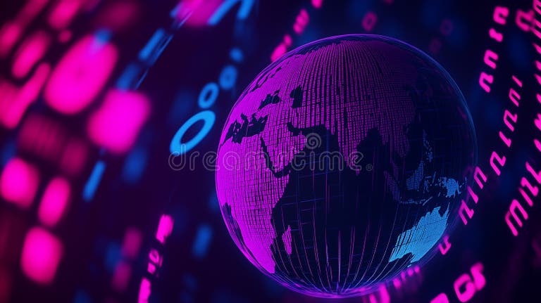 Futuristic Digital Sphere with Binary Code Floating Above a Glowing ...