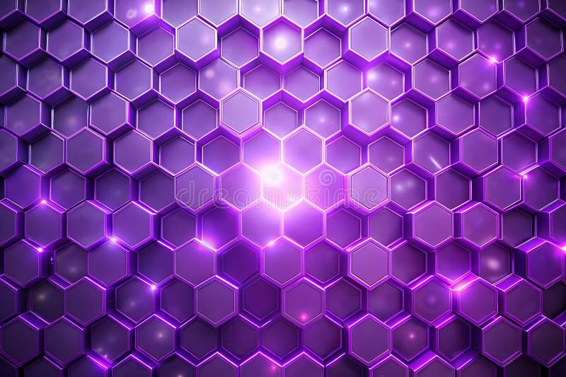 Futuristic Purple Hex Grid with Soft Glow on White Background Stock ...