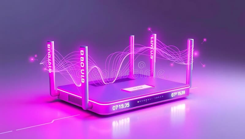 Modern Wireless Router Illuminates Network Connectivity Stock ...