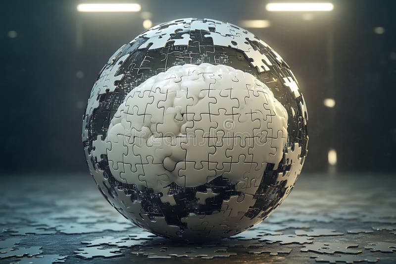 Futuristic Puzzle Sphere Brain AI, Technology, and Problem Solving ...