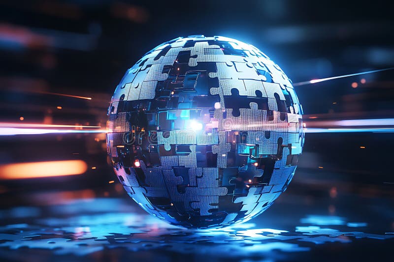 Futuristic Puzzle Sphere Global Connection, Technology, and Innovation ...