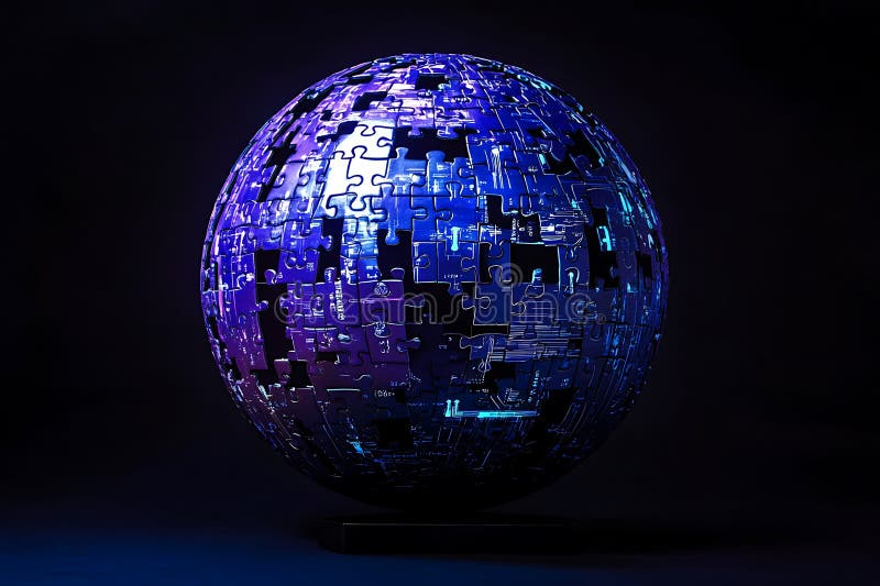 Futuristic Puzzle Sphere Global Connection, Technology, and Innovation ...