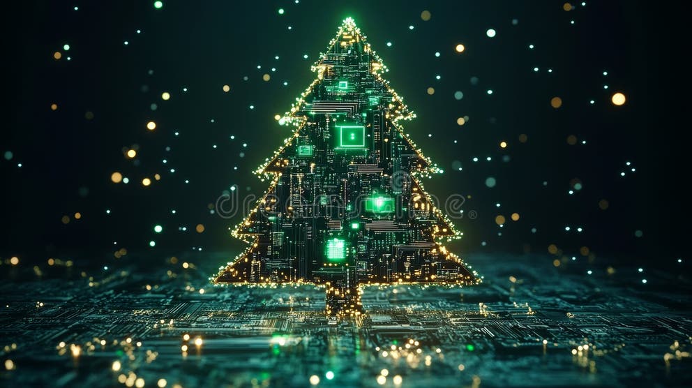 A Futuristic Pyramid of Circuit Boards, Glowing in the Dark of a ...