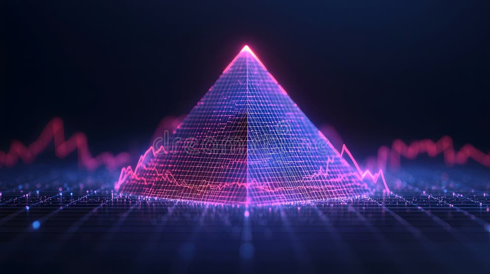 Futuristic Pyramid Graph with Glowing Edges and Dynamic Data ...
