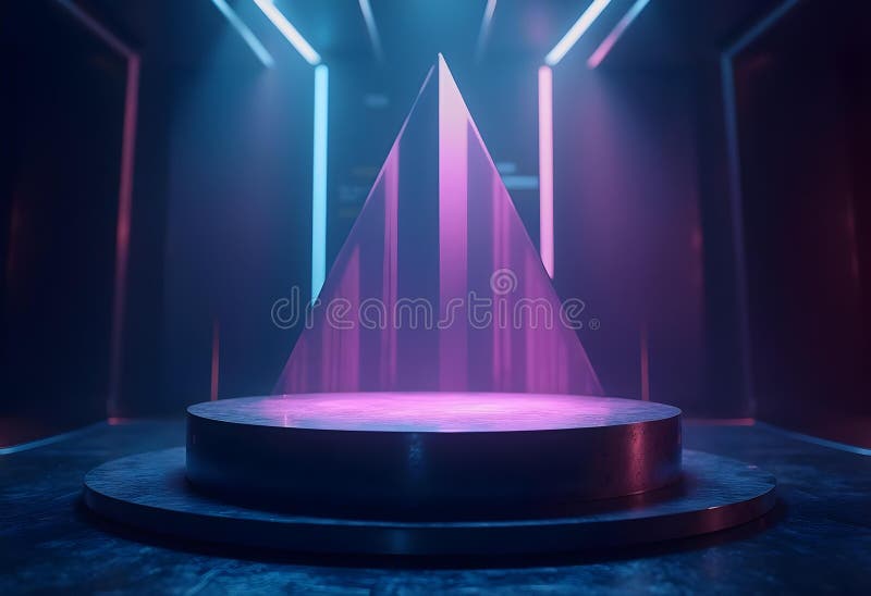 Futuristic Pyramid Structure Illuminated by Colorful Lights Creates ...