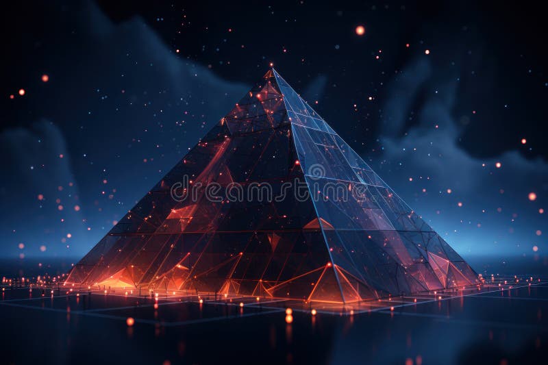 Futuristic Pyramid Structure Under Starry Sky. Stock Photo - Image of ...