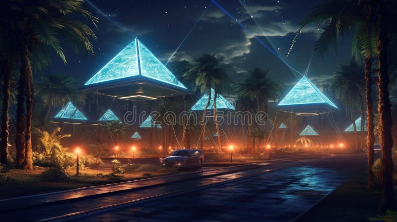 Futuristic pyramids stock illustration. Illustration of egypt - 281258481