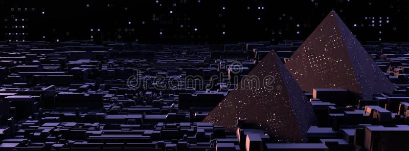 Futuristic Pyramids on Techno Background Stock Illustration ...