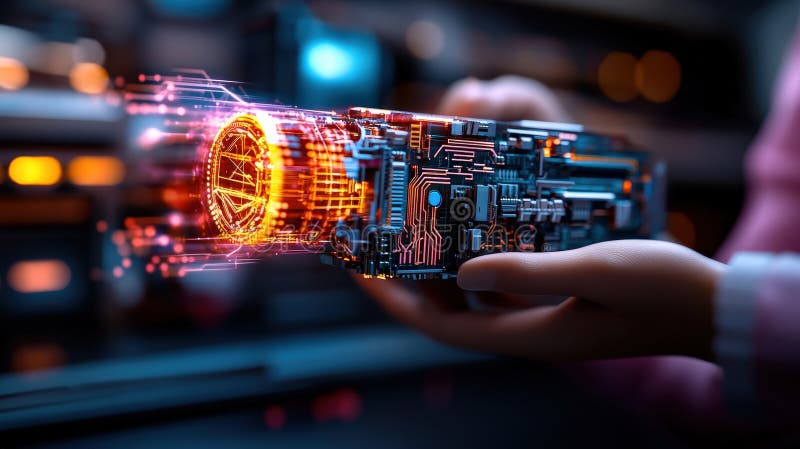 Futuristic Quantum Circuit Activation Stock Illustration - Illustration ...