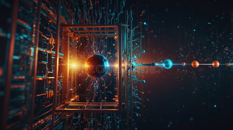 Futuristic Quantum Circuit with Glowing Particles and Advanced ...