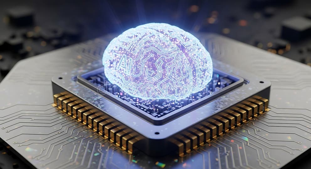 Futuristic Quantum Computer Chip with Glowing Orb Representing Advanced Computing Power Stock ...