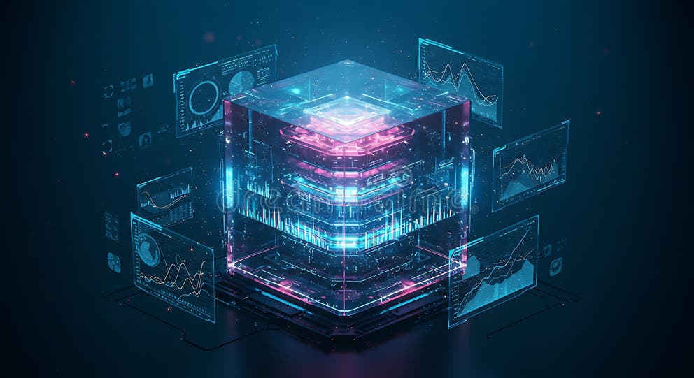 Futuristic Quantum Computer Core Processing Big Data. Stock ...