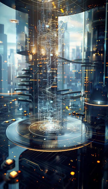 Futuristic Quantum Computer with Dynamic Qubit Visualizations and Data ...