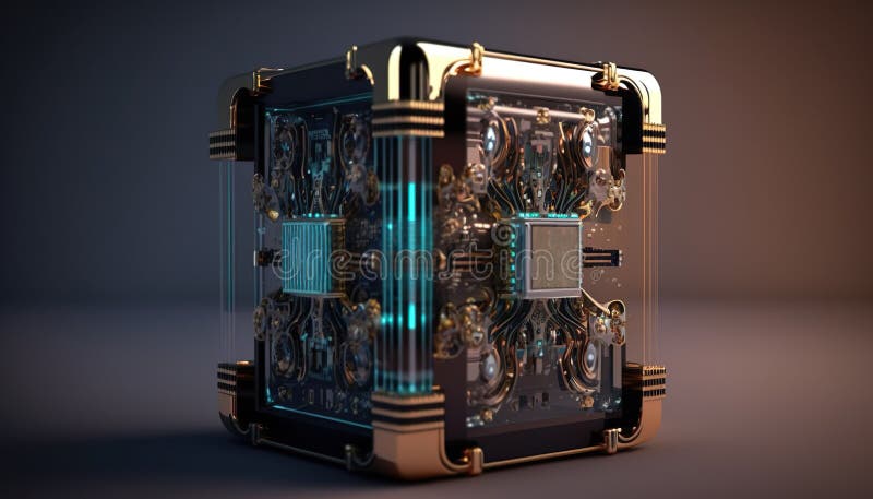 Futuristic Quantum Computer Illustration Abstract Representation Of