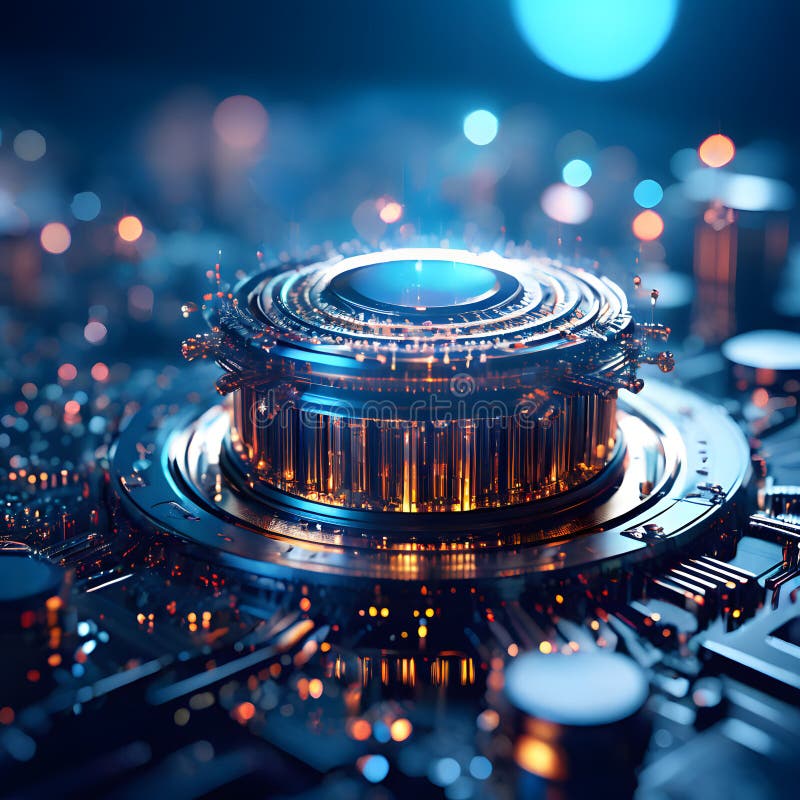 Futuristic Quantum Computer Illustration Close-up Stock Illustration ...