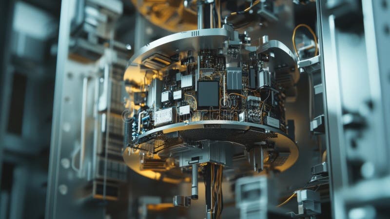 Futuristic Quantum Computer Processing Data in Complex Server Room Stock Image - Image of ...
