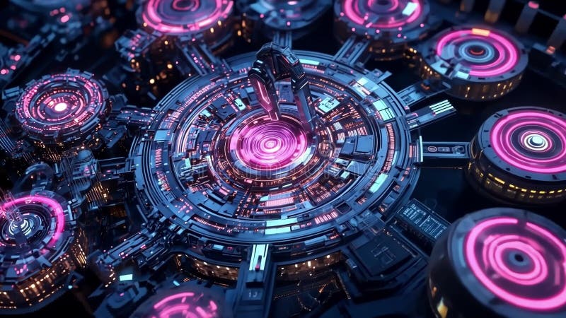 Futuristic Quantum Computer Processing Data in Complex System Stock ...