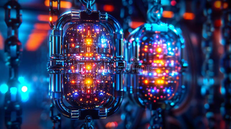 Futuristic Quantum Computer System with Vibrant, Illuminated Circuits ...