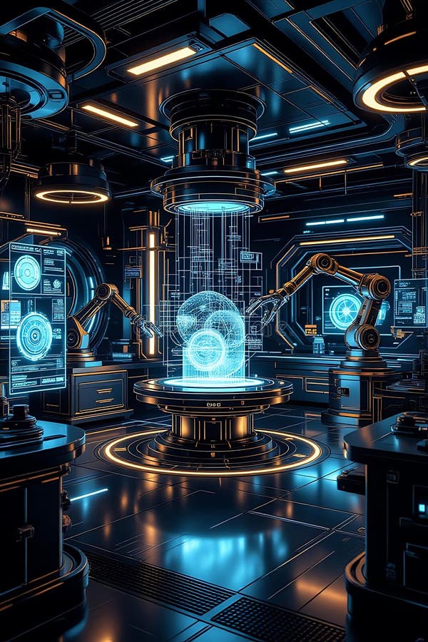 Futuristic Quantum Computing Lab - Advanced Technology & Robotics Generated by AI Stock ...
