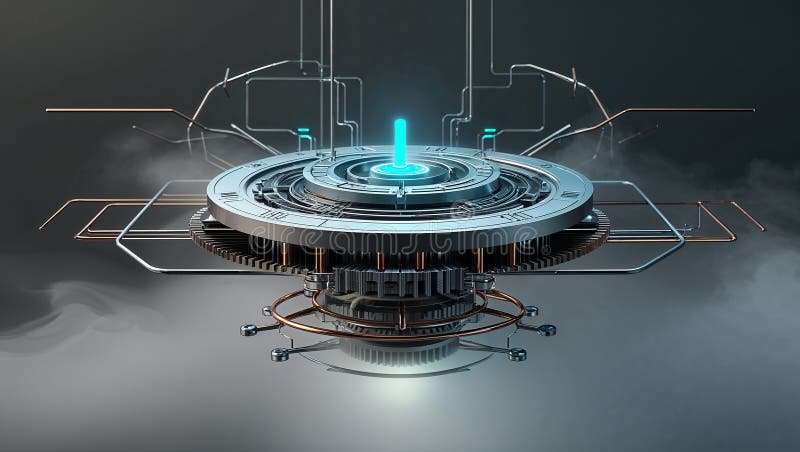 Futuristic Quantum Computing Machine Processing Data with Glowing Core ...