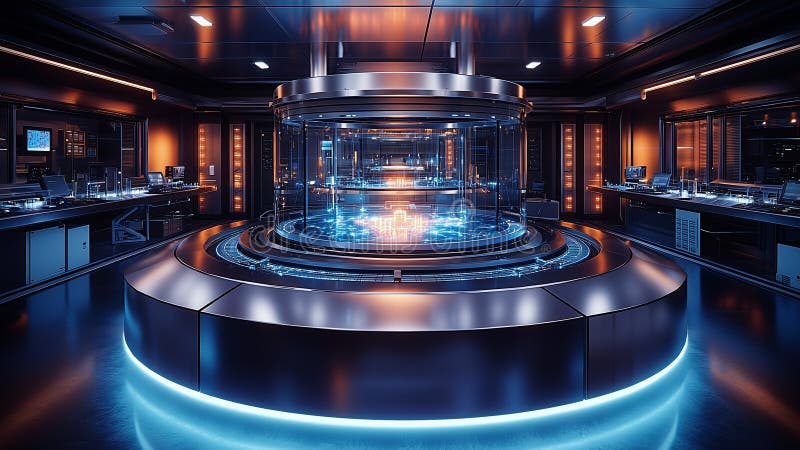 Futuristic Quantum Computing Research Facility Stock Illustration ...