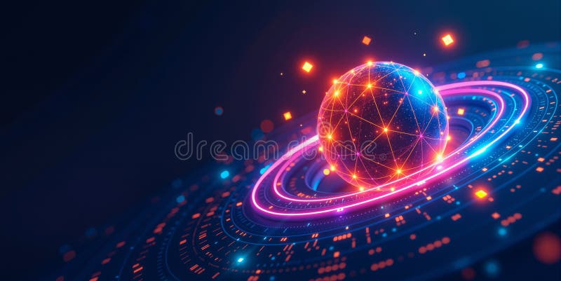 Futuristic Quantum Technology Concept with Glowing Energy Sphere Stock ...