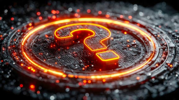 Futuristic Question Mark Glowing in the Center of a High-tech Digital ...